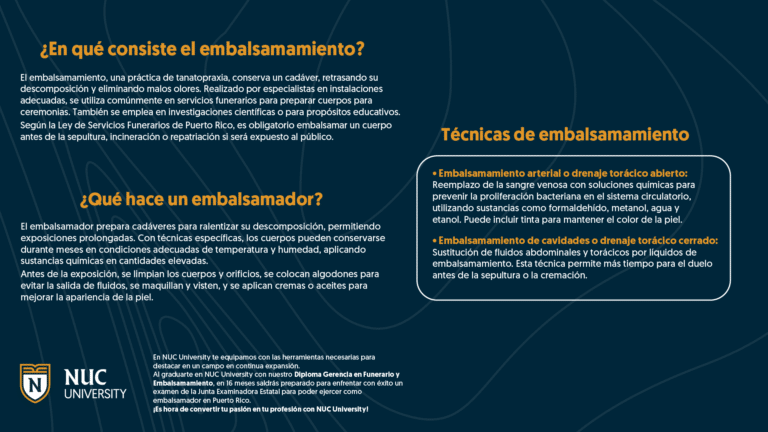 Embalsamamiento: qué es y cómo ser embalsamador - NUC University